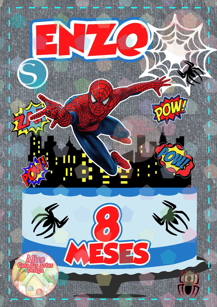 2527 – Arquivo Topper Homem Aranha – Studio - Topo de Bolo Para Imprimir