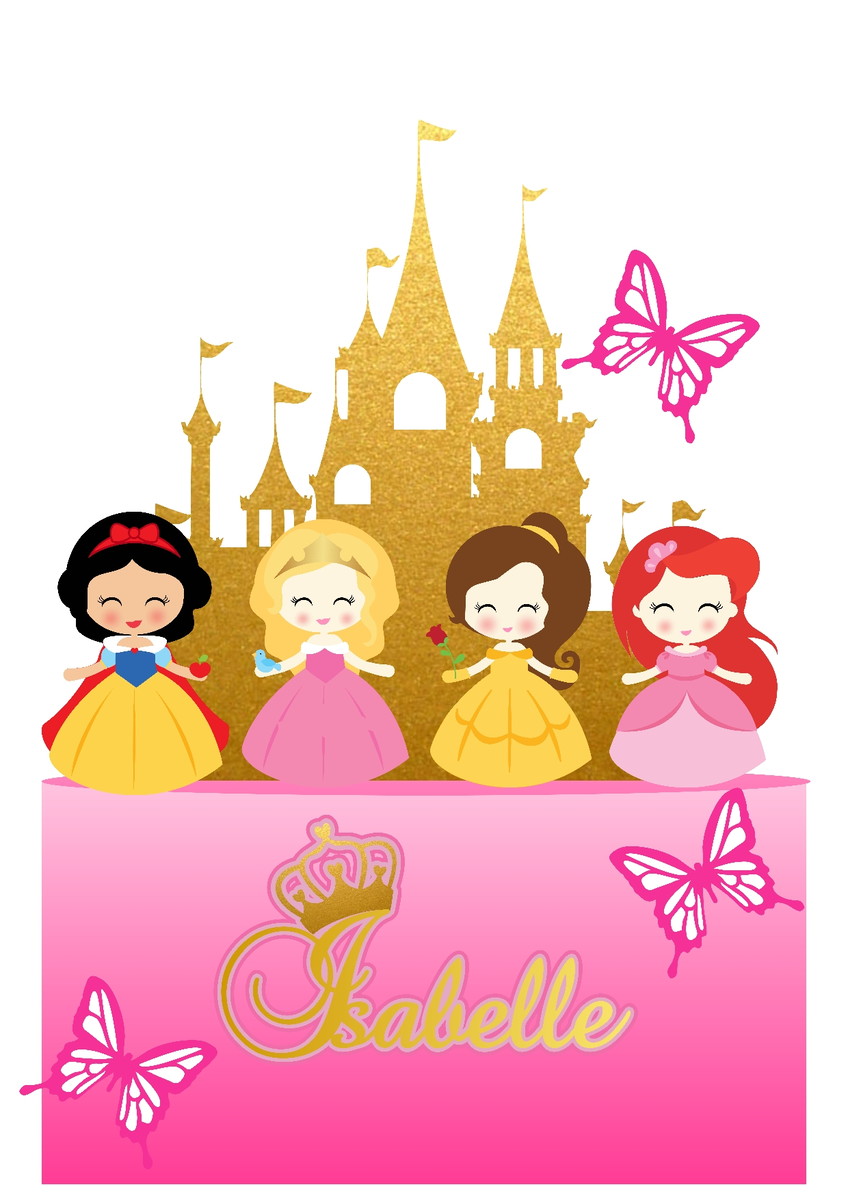 854 – Arquivo Digital Topo de Bolo Princesas Cute – Topo de Bolo Para ...