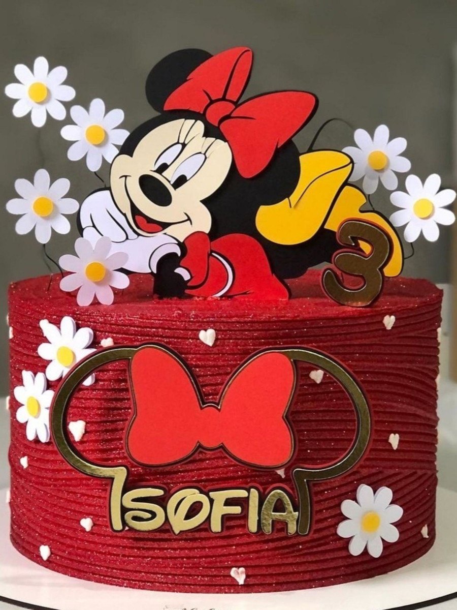 Arquivo de Corte Topo Bolo Minnie Vermelha - Topo de Bolo Para Imprimir