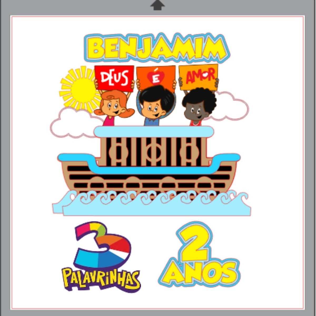 Arquivo de corte topo de bolo 3 palavrinhas - Topo de Bolo Para Imprimir