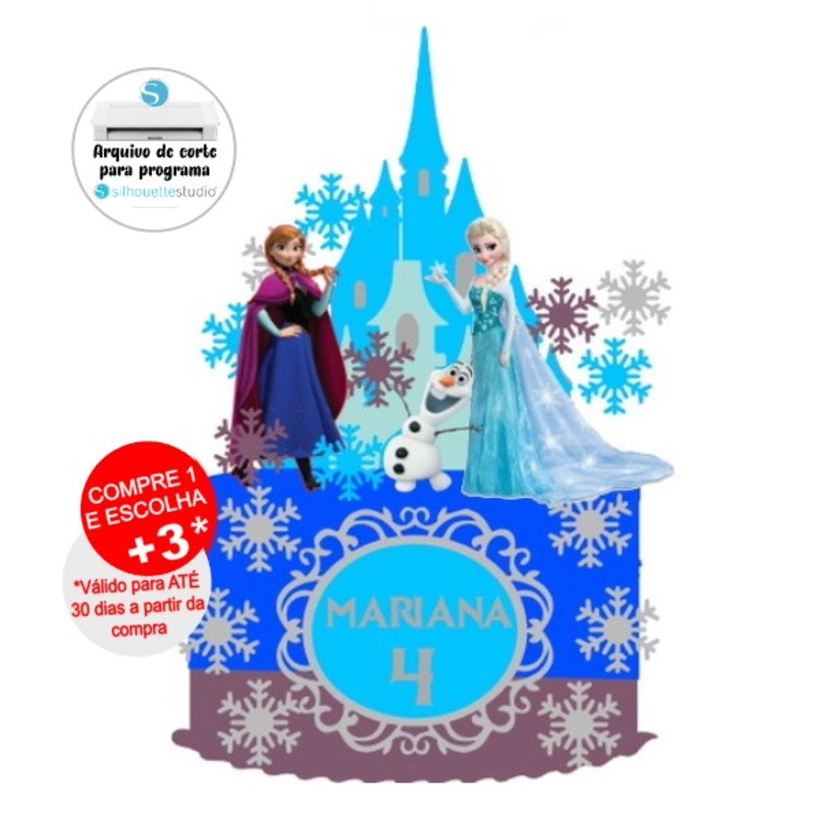 Arquivo de Corte Topo de Bolo Frozen – frame - Topo de Bolo Para Imprimir