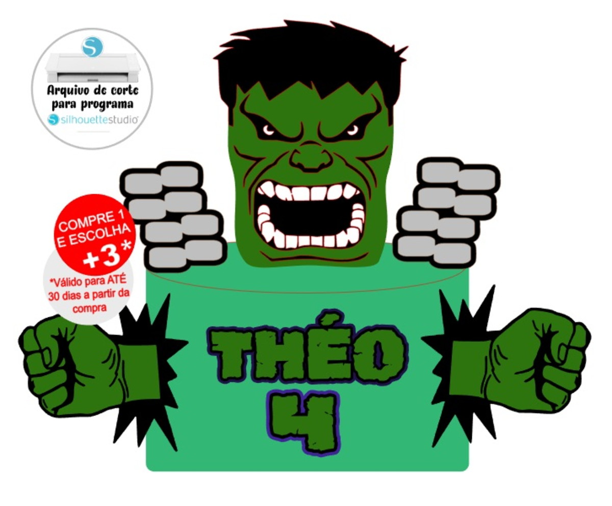 Arquivo De Corte Topo De Bolo Hulk Rosto - Topo de Bolo Para Imprimir