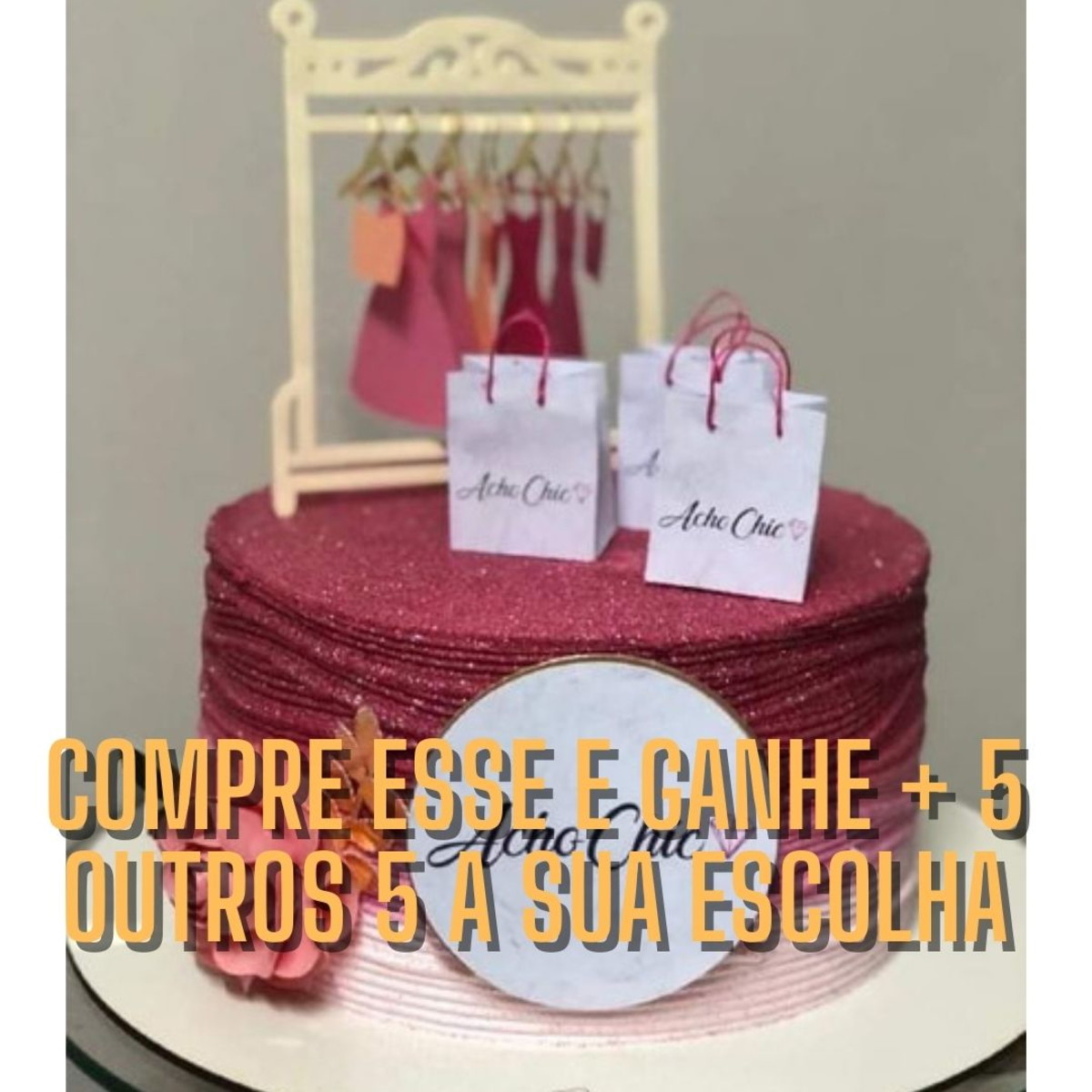 Arquivo de Corte Topo de Bolo Loja com Sacolas - Topo de Bolo Para Imprimir