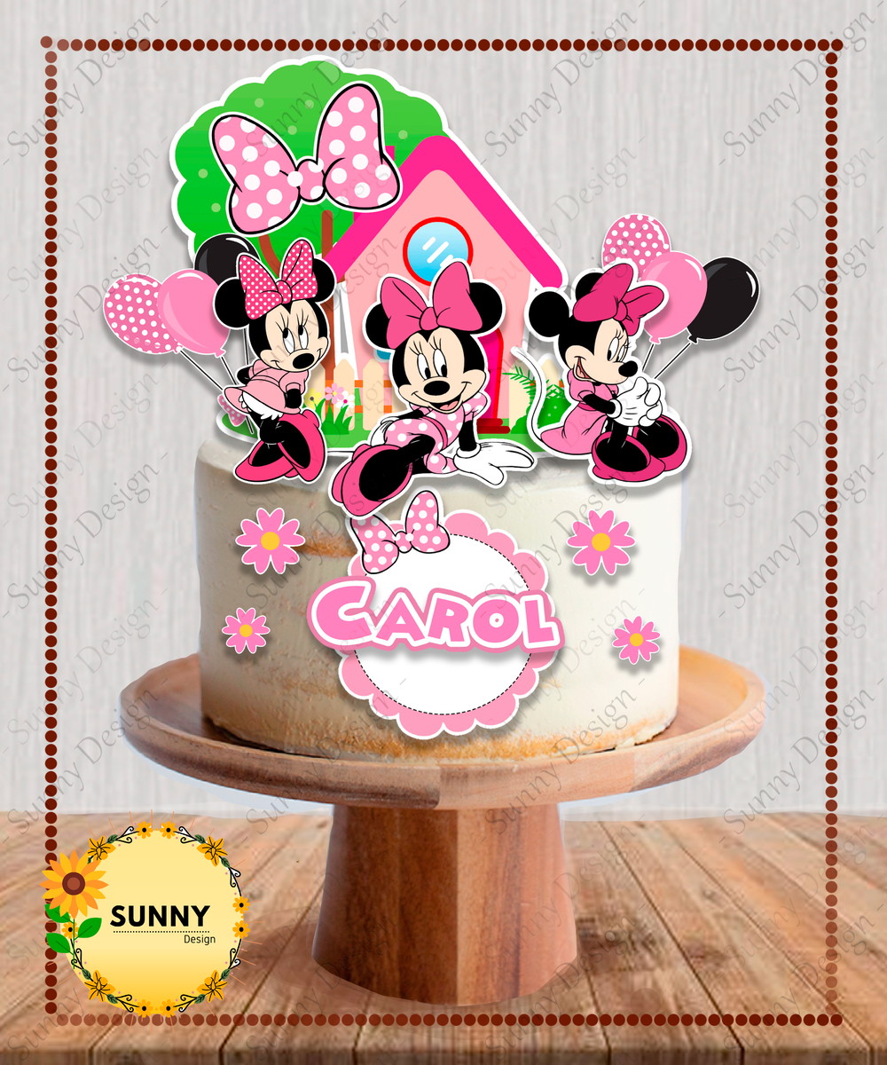Arquivo de corte topo de bolo Minnie rosa - Topo de Bolo Para Imprimir