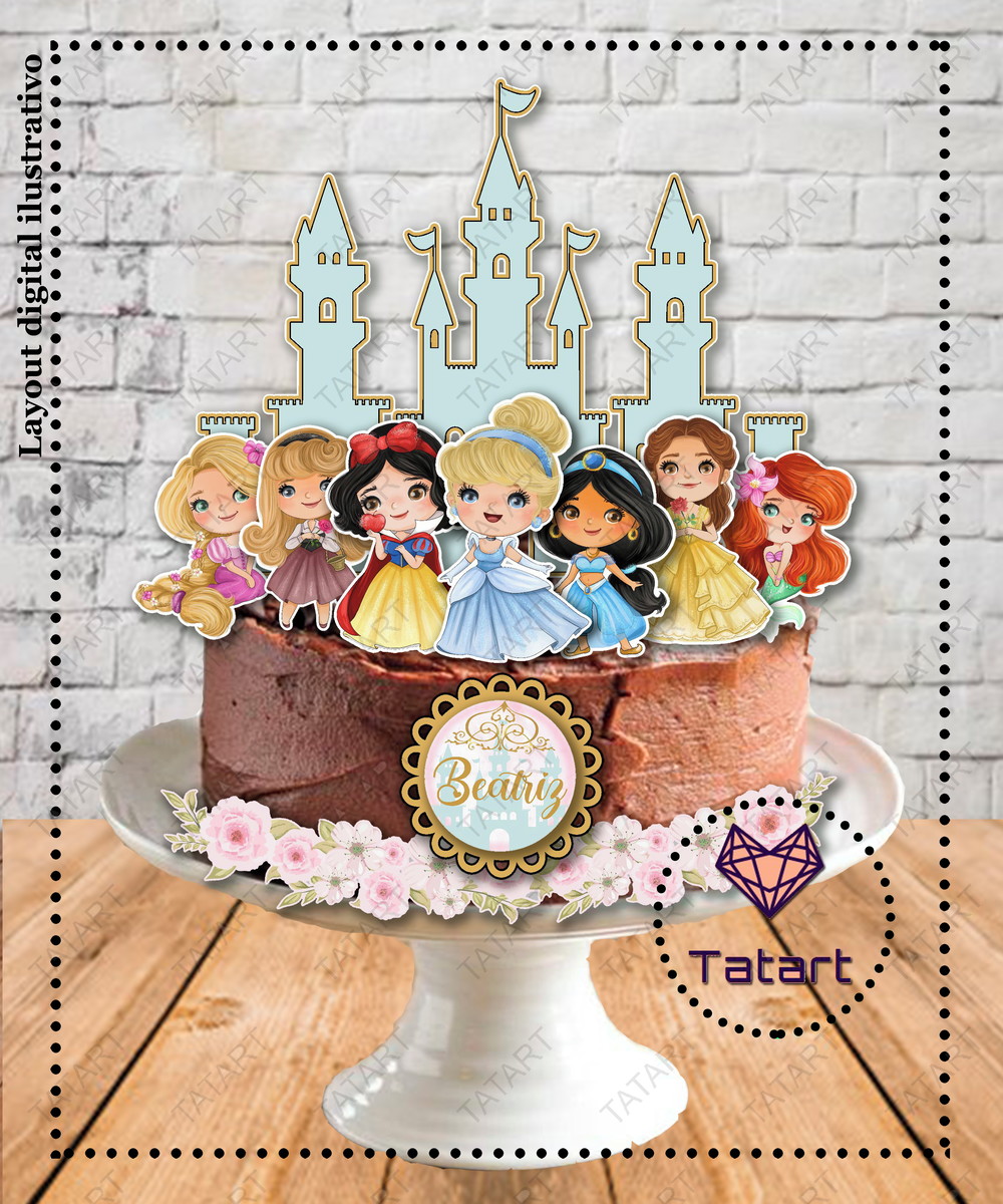 Arquivo de Corte Topo de Bolo Princesas Disney 22 - Topo de Bolo Para ...