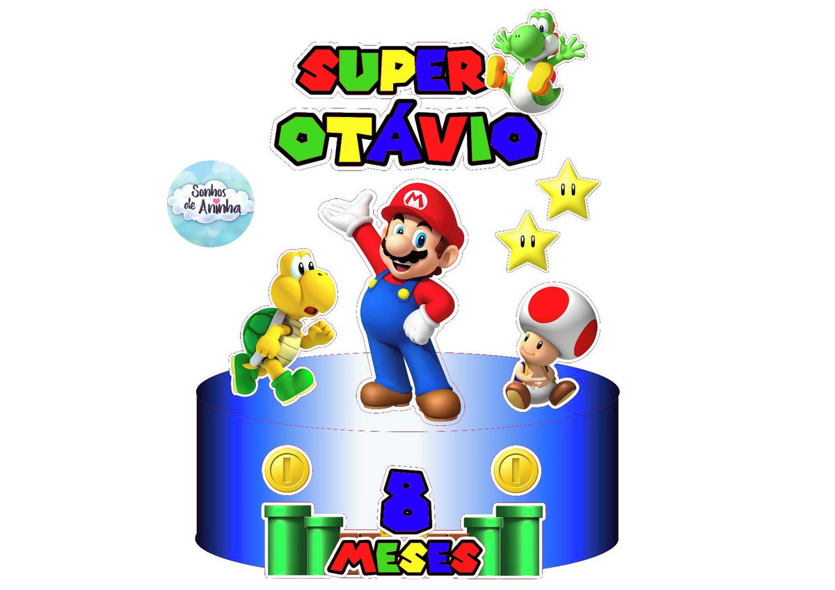 Arquivo de Corte Topo de Bolo Super Mário + BRINDES - Topo de Bolo Para ...