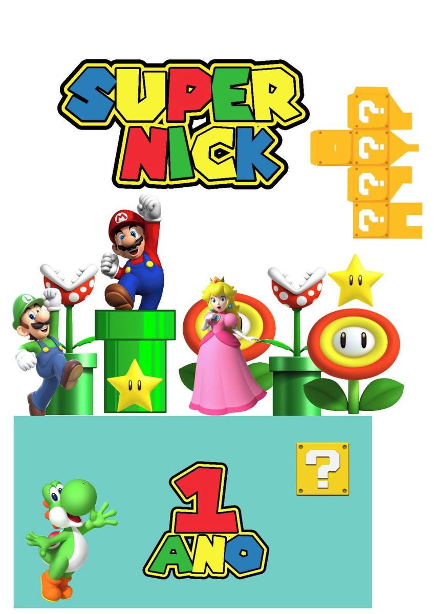 Arquivo Digital Super Mario - Topo de Bolo Para Imprimir