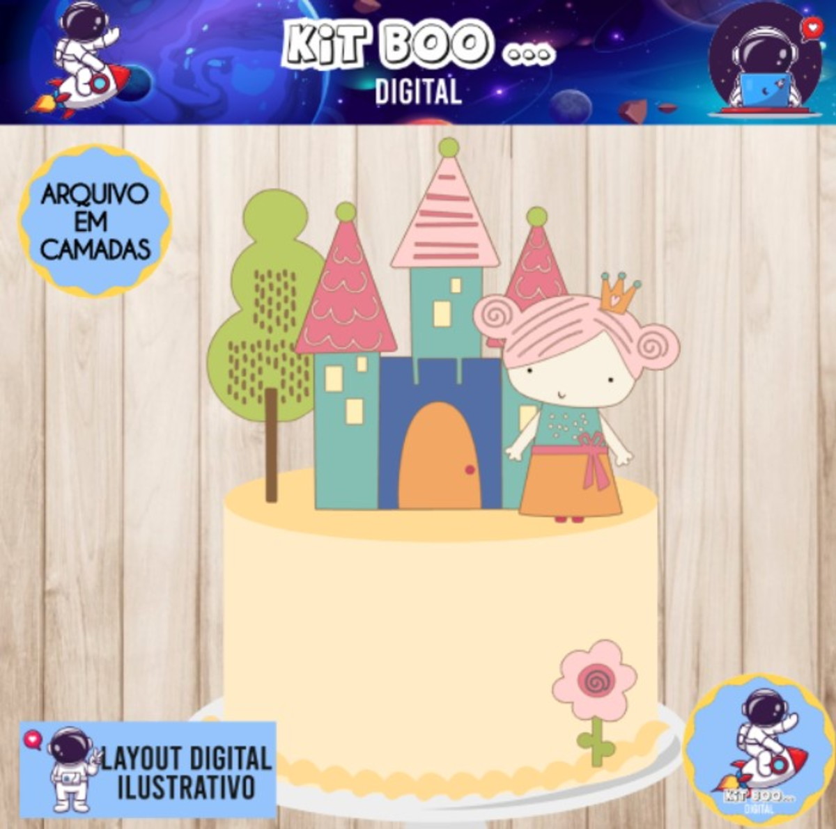 Arquivo Topo De Bolo – Princesa Cute – Topo de Bolo Para Imprimir