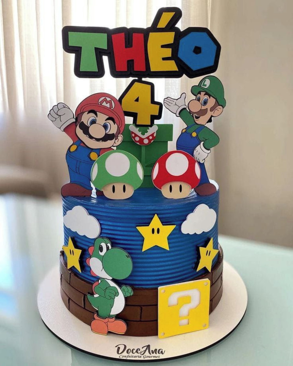 Arquivo Topo de Bolo Super Mario + 4 Arquivos a Sua Escolha - Topo de ...