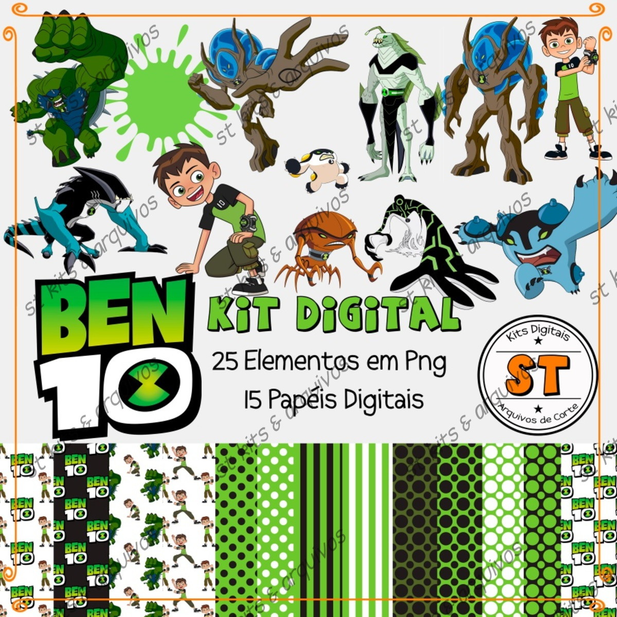Kit Digital Ben 10 - Topo de Bolo Para Imprimir
