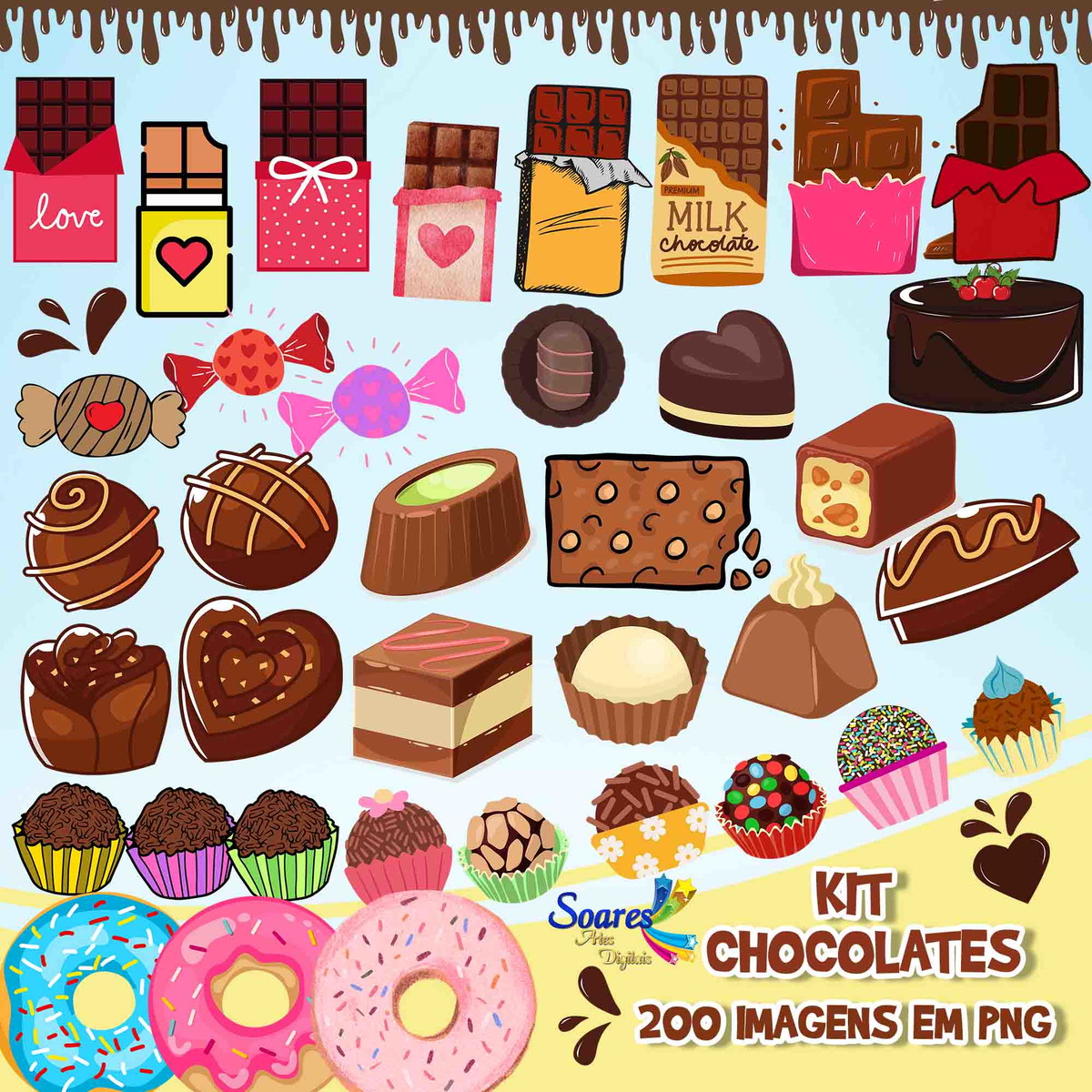 Kit Digital Chocolates - Topo de Bolo Para Imprimir