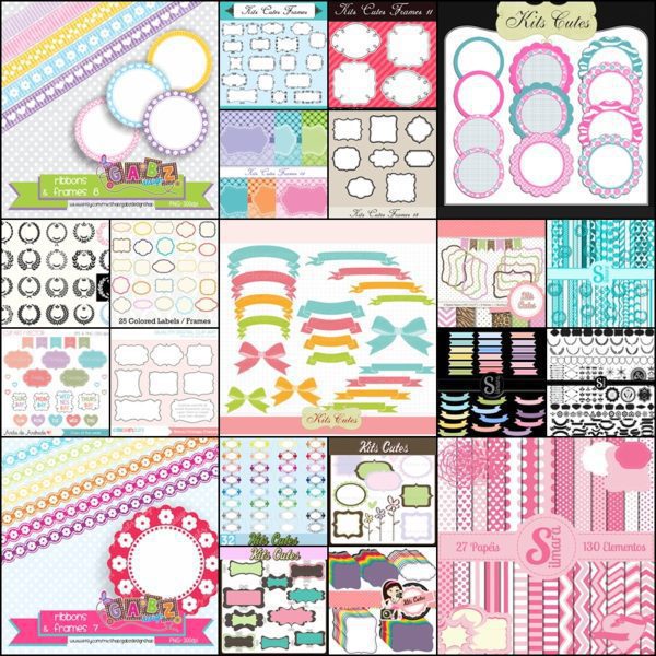 Kit Digital Frames, tags e banners – Topo de Bolo Para Imprimir