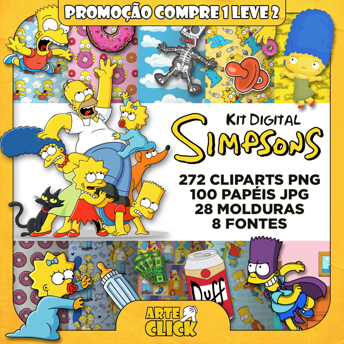 Kit Digital os Simpsons – Topo de Bolo Para Imprimir