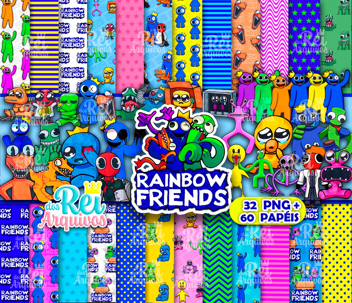 Kit Digital Rainbow Friends – Topo de Bolo Para Imprimir
