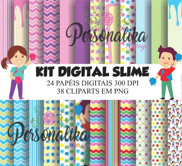 KIT DIGITAL SLIME - Topo de Bolo Para Imprimir