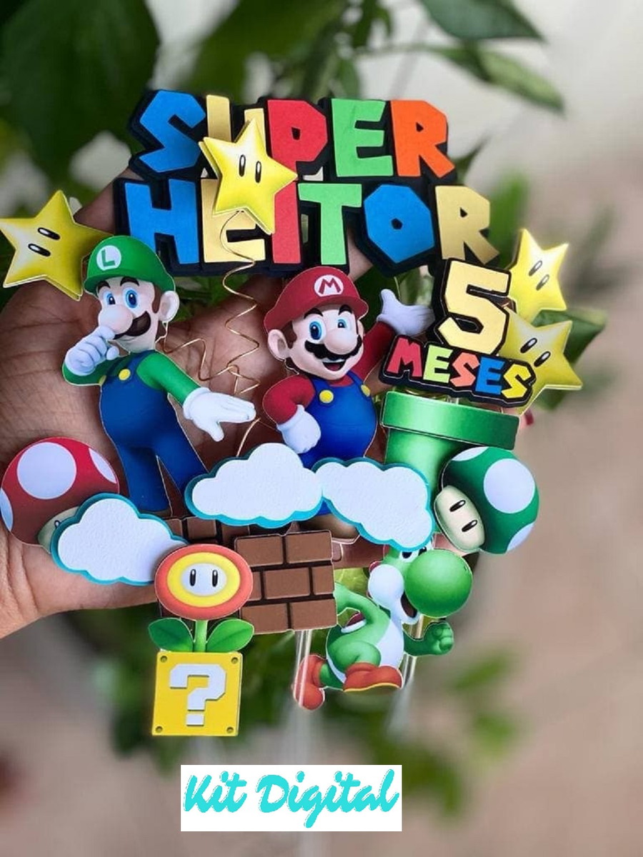 Kit Digital Topo Bolo Super Mario - Topo de Bolo Para Imprimir