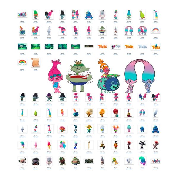 Kit Digital Trolls - Topo de Bolo Para Imprimir