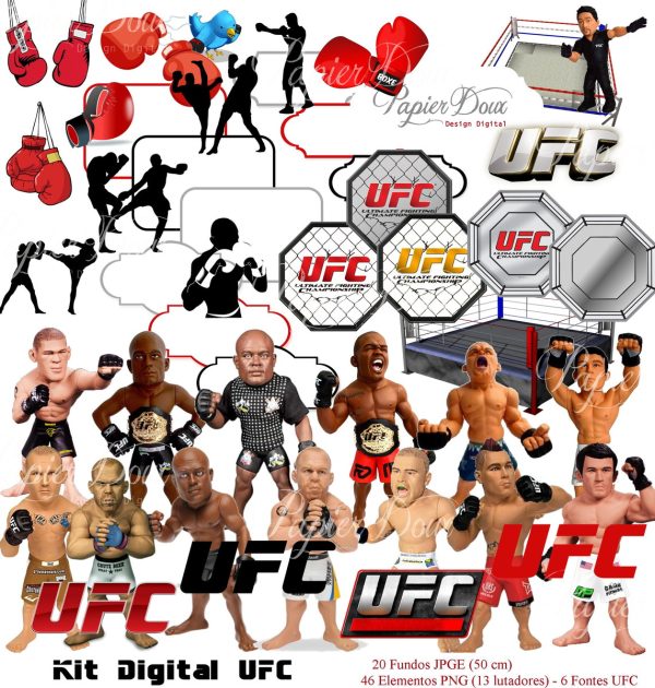 Kit Digital UFC – Lutadores – Topo de Bolo Para Imprimir