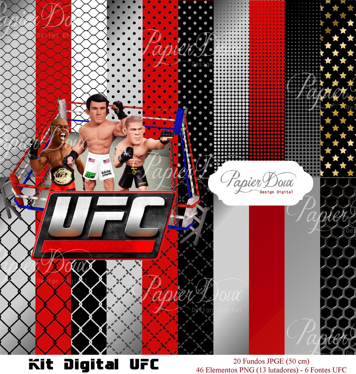 Kit Digital UFC – Lutadores – Topo de Bolo Para Imprimir