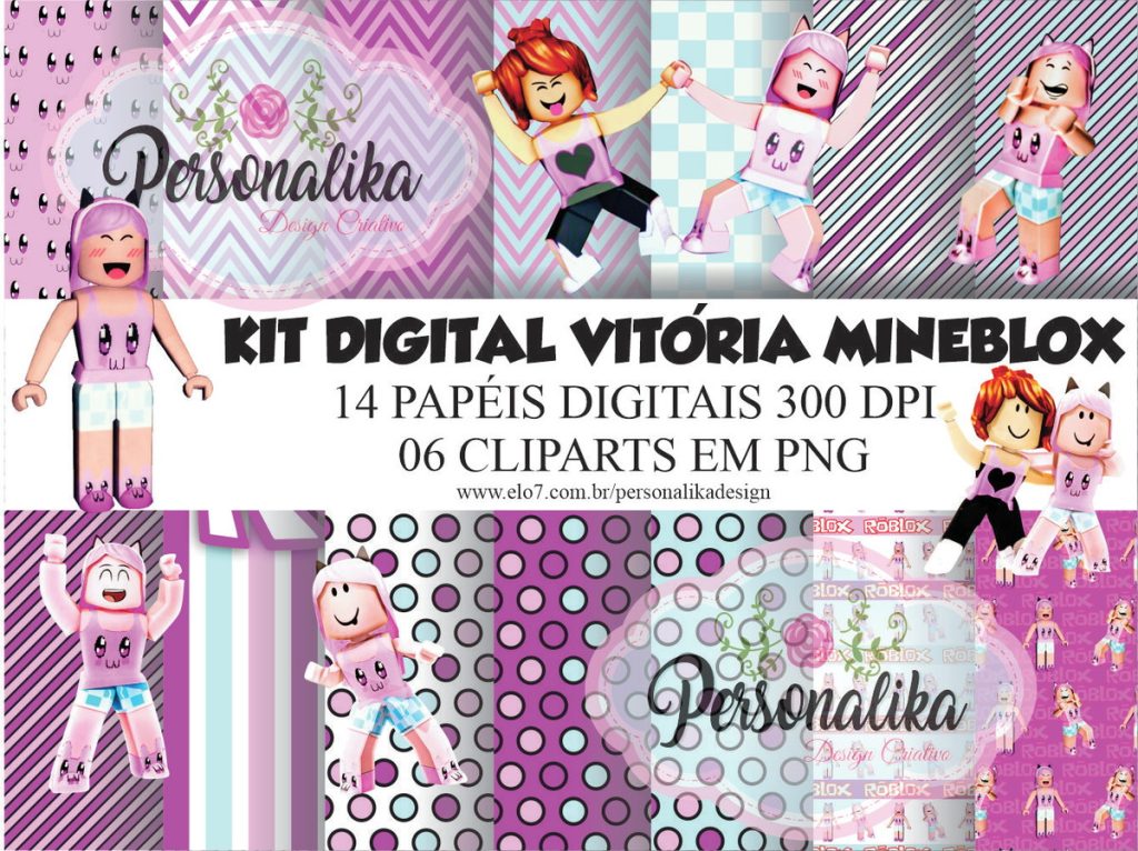 KIT DIGITAL VITÓRIA MINEBLOX - Topo de Bolo Para Imprimir