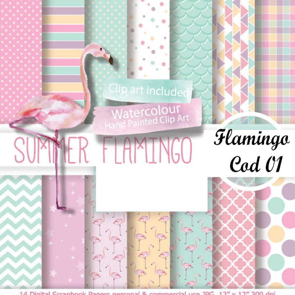 PAPEL DIGITAL FLAMINGO + 11 KITS A SUA ESCOLHA - Topo de Bolo Para Imprimir