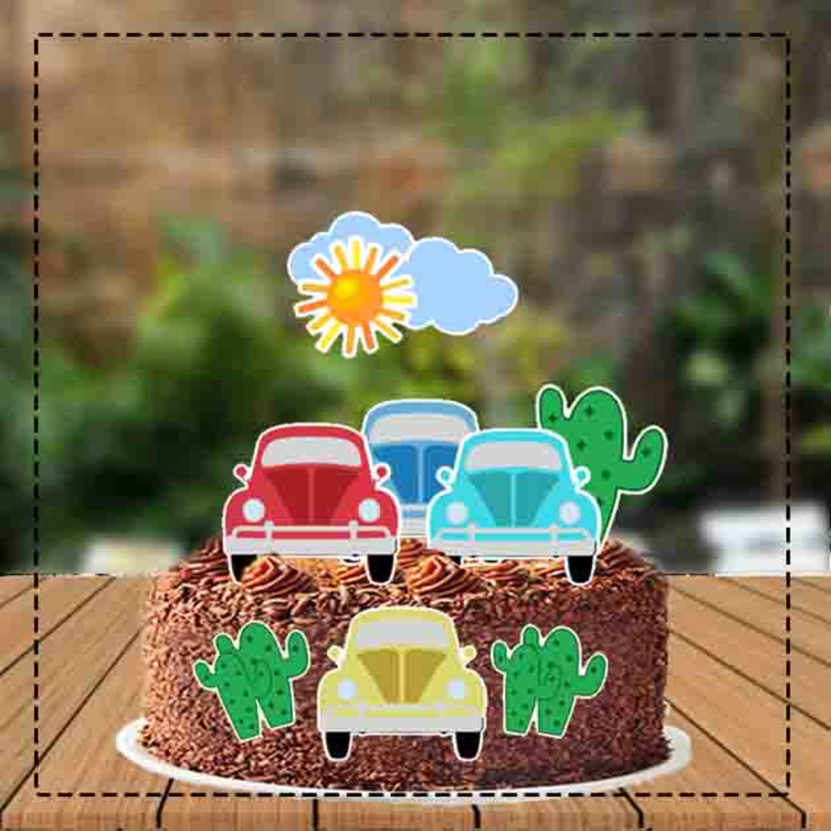 Topo de Bolo Fusca - Ref 3001 Arquivo Digital - Topo de Bolo Para Imprimir