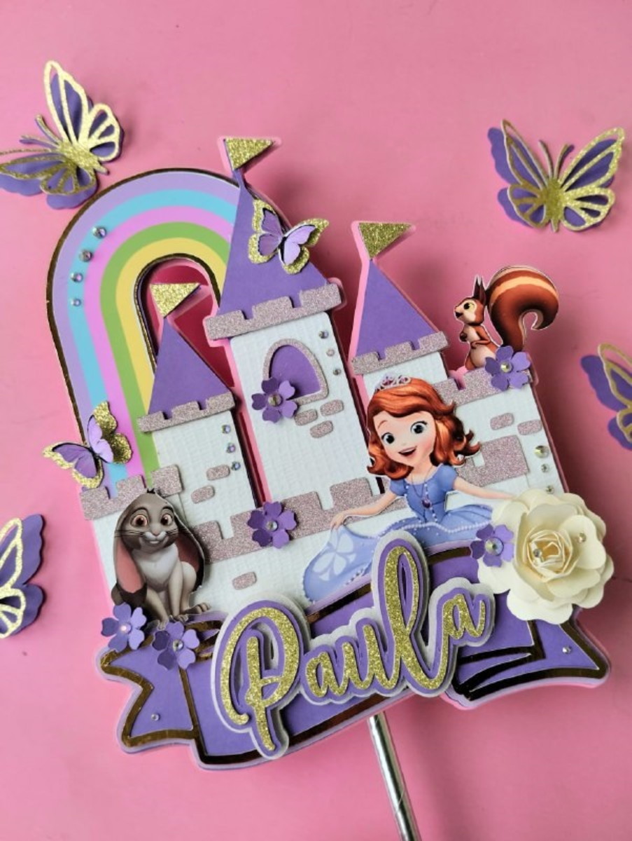 Topper Princesa Sofia + 4 Arquivos a Sua Escolha – Topo de Bolo Para ...