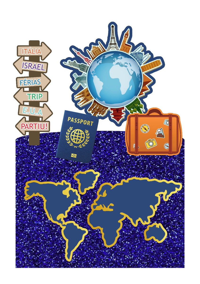 Arquivo de Corte Digital – Topo de Bolo Viagem - Topo de Bolo Para Imprimir
