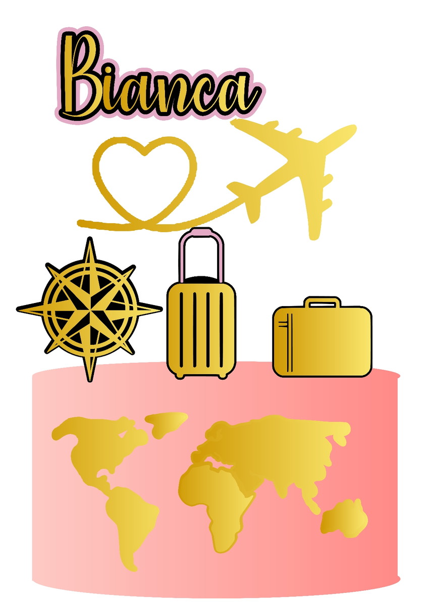 835 – Arquivo Digital Topo de Bolo Viagem - Topo de Bolo Para Imprimir