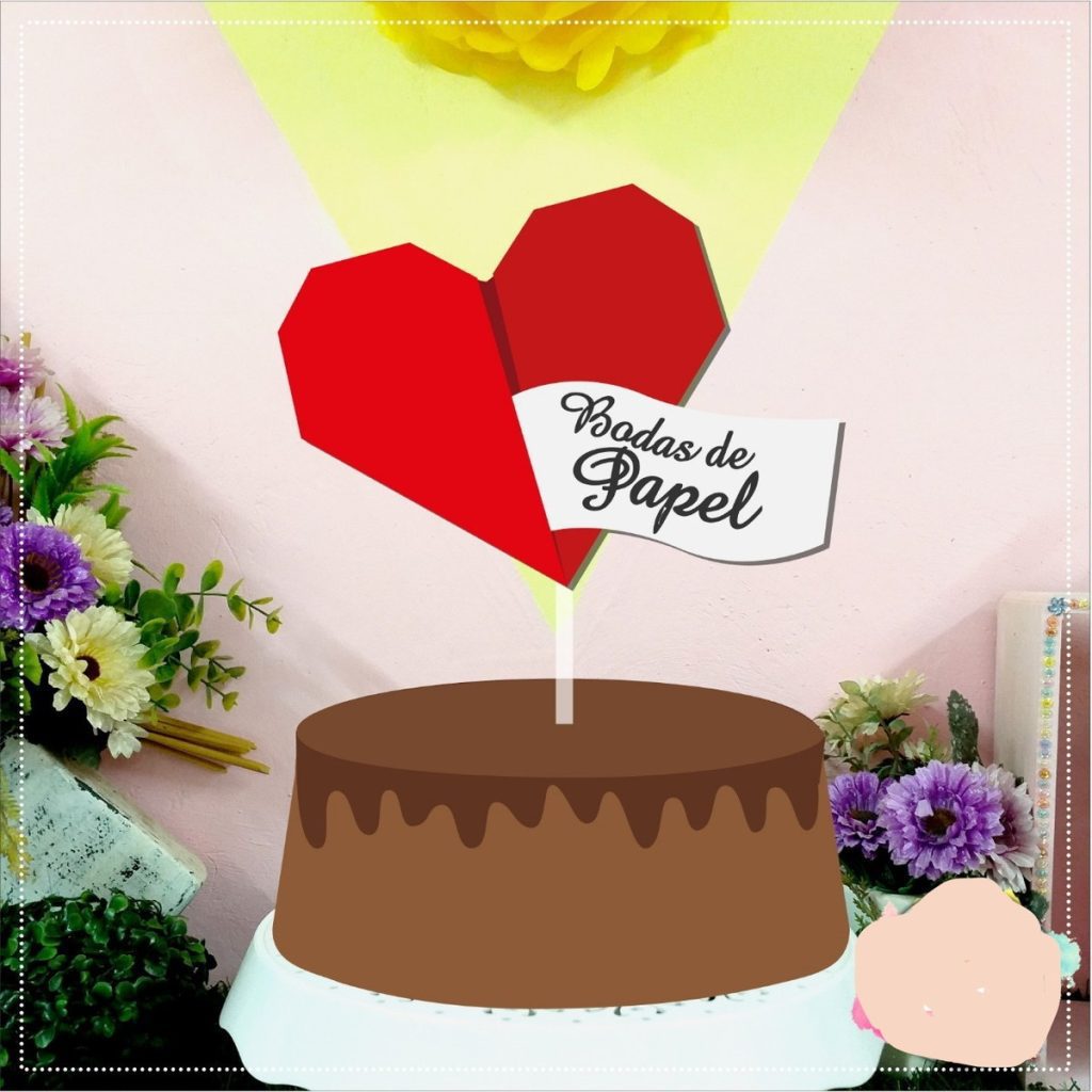 Arquivo Corte - Topo bodas de papel 1 ano-STUDIO - Topo de Bolo Para Imprimir