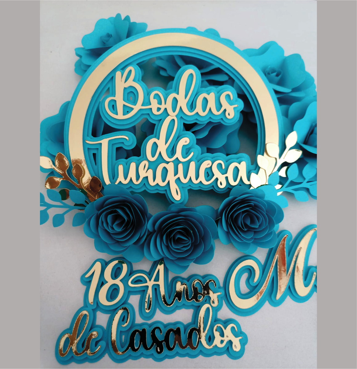 Arquivo de Corte Topo Bodas de Turquesa - Topo de Bolo Para Imprimir
