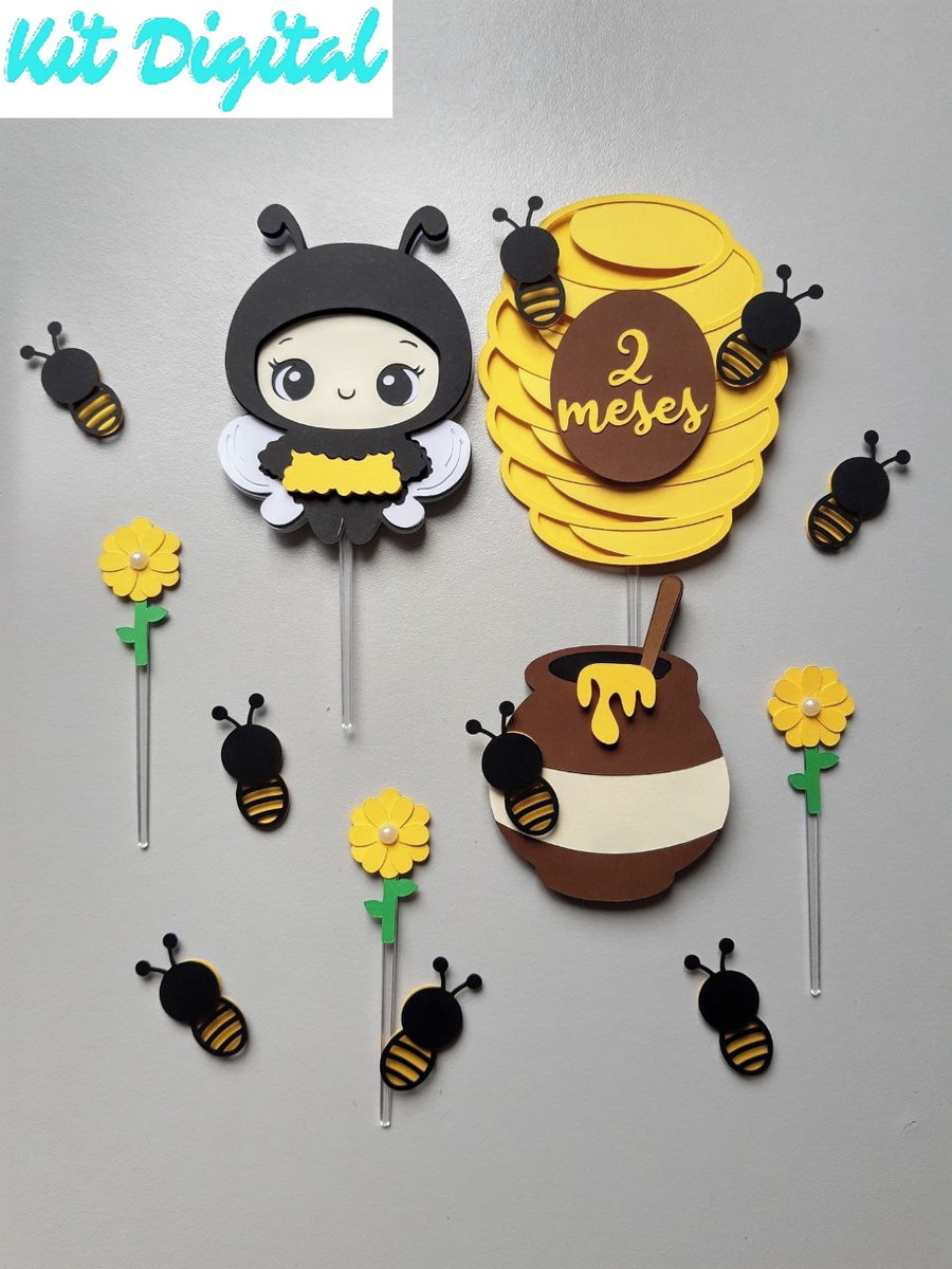 Arquivo de Corte Topo Bolo Abelhinha Bebê Cute 2 Meses - Topo de Bolo ...