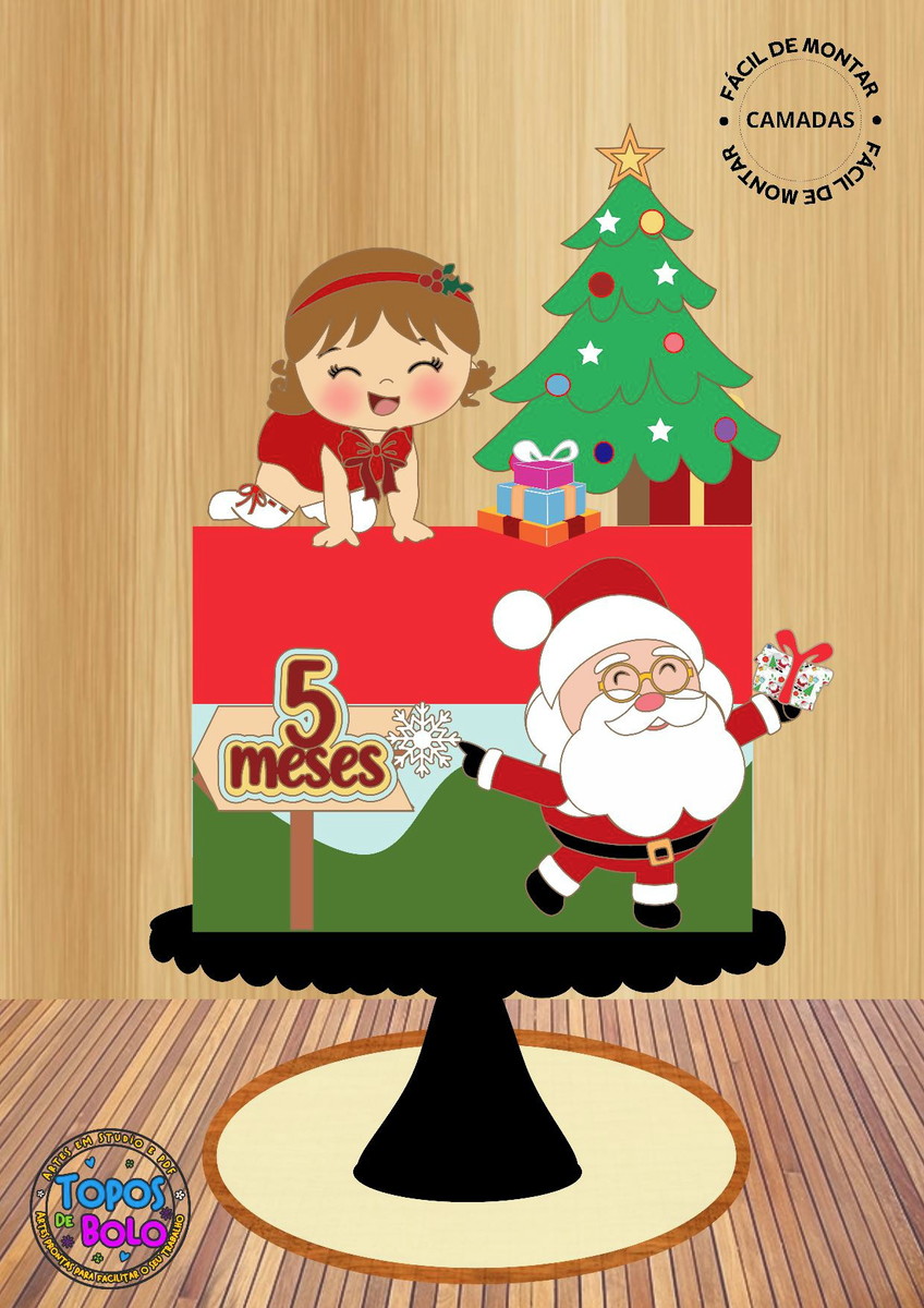 Arquivo de Corte Topo de Bolo Baby Cute Natal - Topo de Bolo Para Imprimir