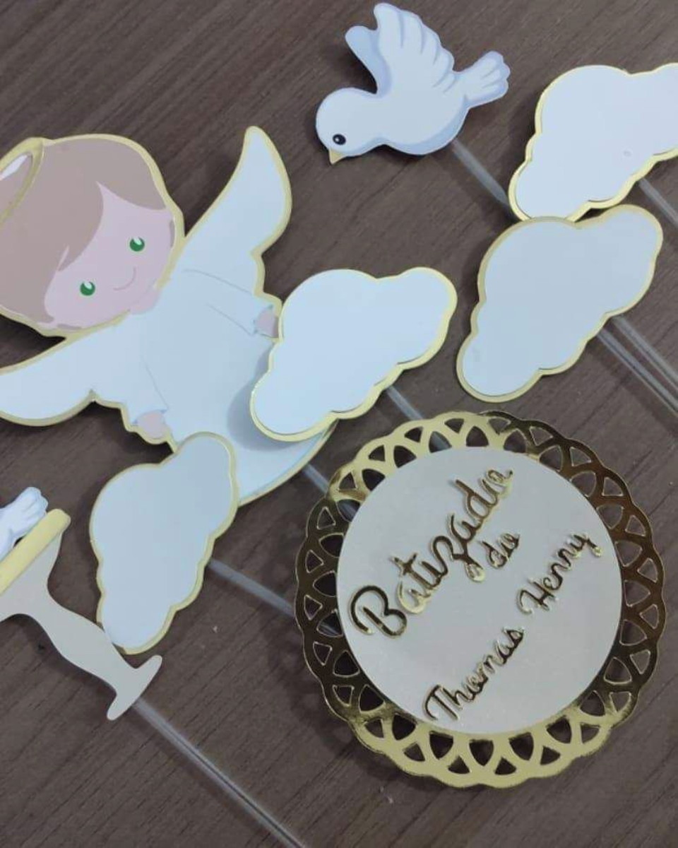 Arquivo de Corte – Topo de Bolo (Batizado) 3 – Topo de Bolo Para Imprimir