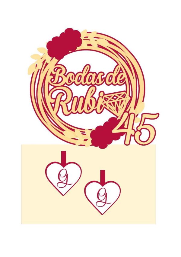 ARQUIVO DE CORTE TOPO DE BOLO boda de Rubi - Topo de Bolo Para Imprimir