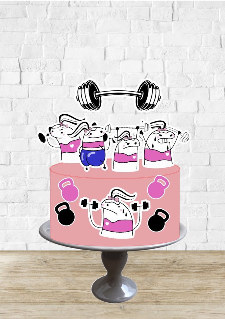 Arquivo de Corte Topo de Bolo Flork Academia Feminino - Topo de Bolo Para Imprimir