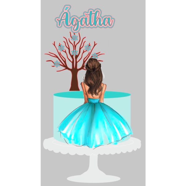 Arquivo de Corte Topo de Bolo Garota de Costas Vestido 8 +br - Topo de Bolo Para Imprimir