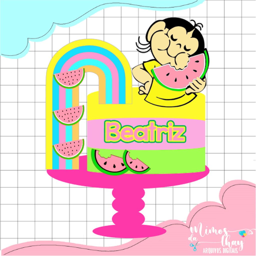 Arquivo de Corte: Topo de Bolo Magali Arco Iris Camadas 005 - Topo de Bolo Para Imprimir