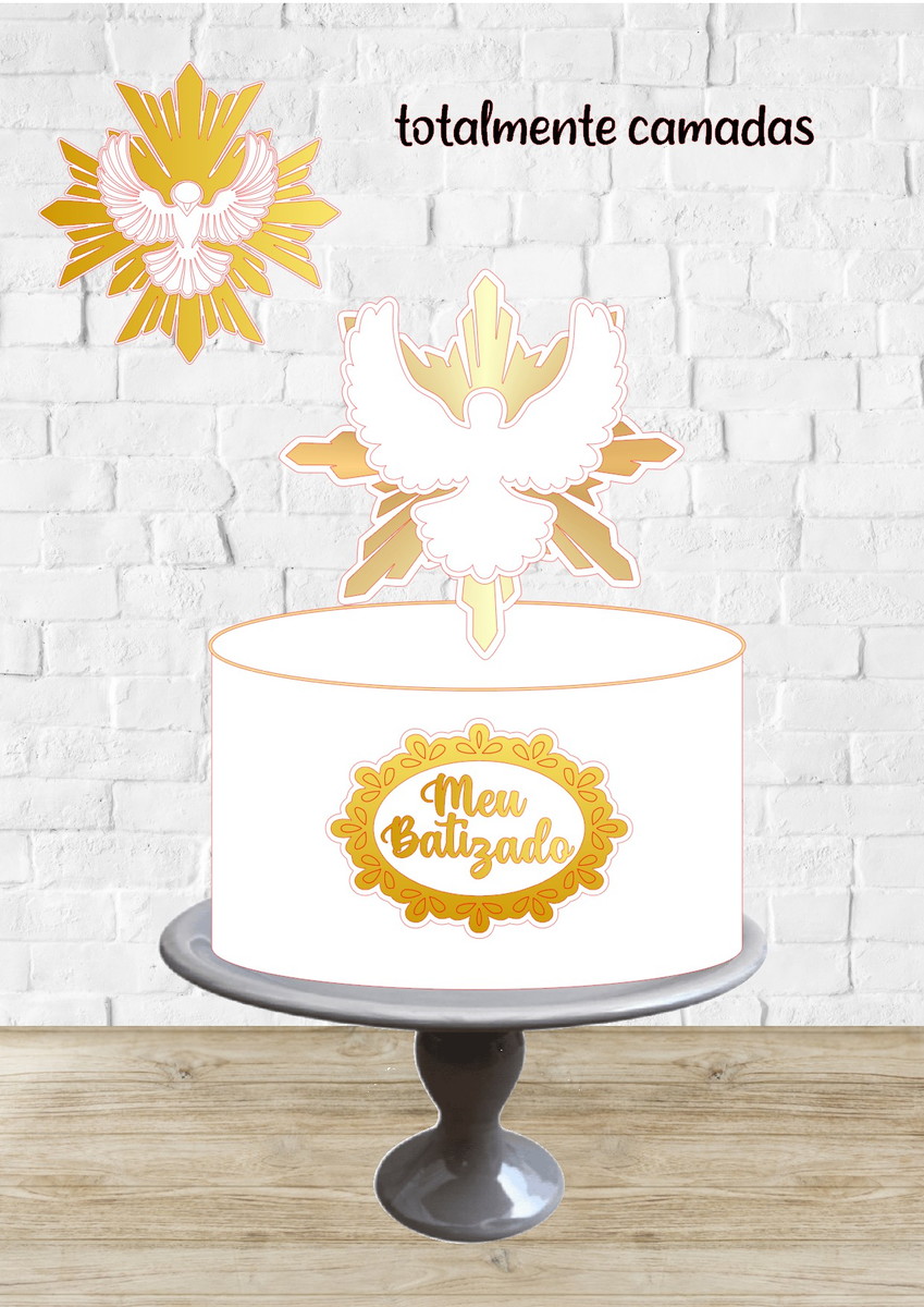 Arquivo de Corte Topo de Bolo Meu Batizado - Topo de Bolo Para Imprimir