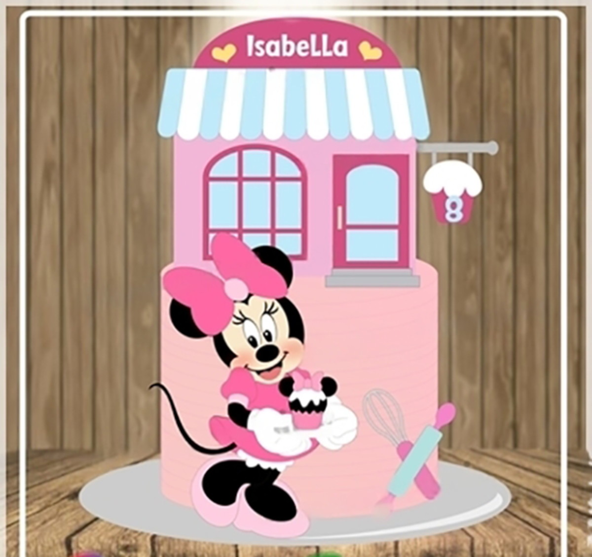 Arquivo de Corte Topo de Bolo Minnie Confeiteira – Topo de Bolo Para ...
