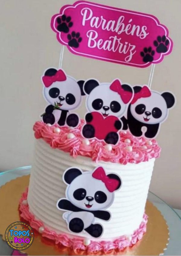 Arquivo de Corte Topo de Bolo Panda Menina – Topo de Bolo Para Imprimir
