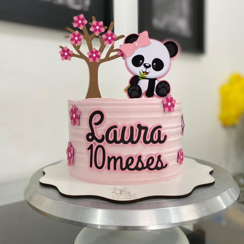 Arquivo de Corte Topo de Bolo Panda Rosa - Topo de Bolo Para Imprimir