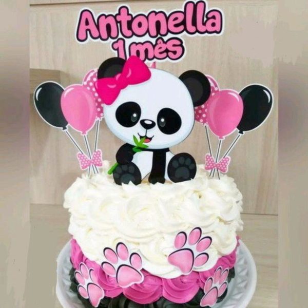 Arquivo de Corte Topo de Bolo Panda Rosa Studio - Topo de Bolo Para ...