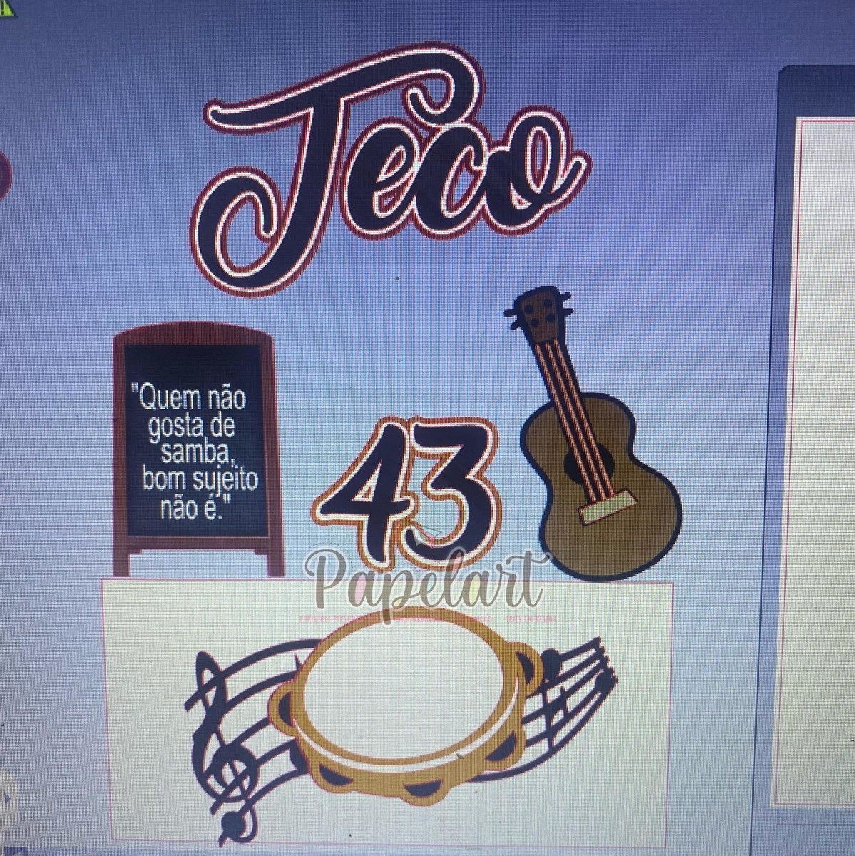 Arquivo de Corte Topo de Bolo Samba Camadas - Topo de Bolo Para Imprimir