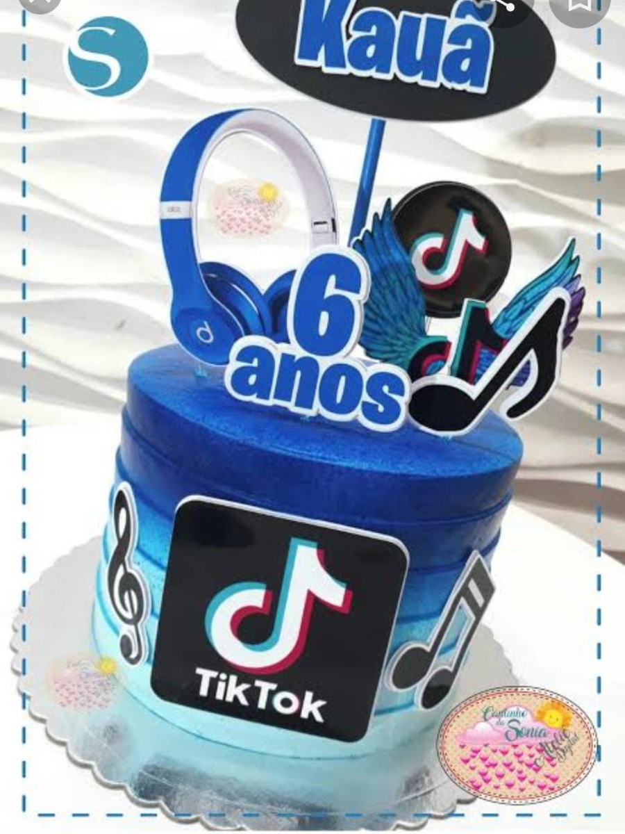034 – Arquivo de Corte Topo de Bolo Tik Tok Menino - Topo de Bolo Para Imprimir