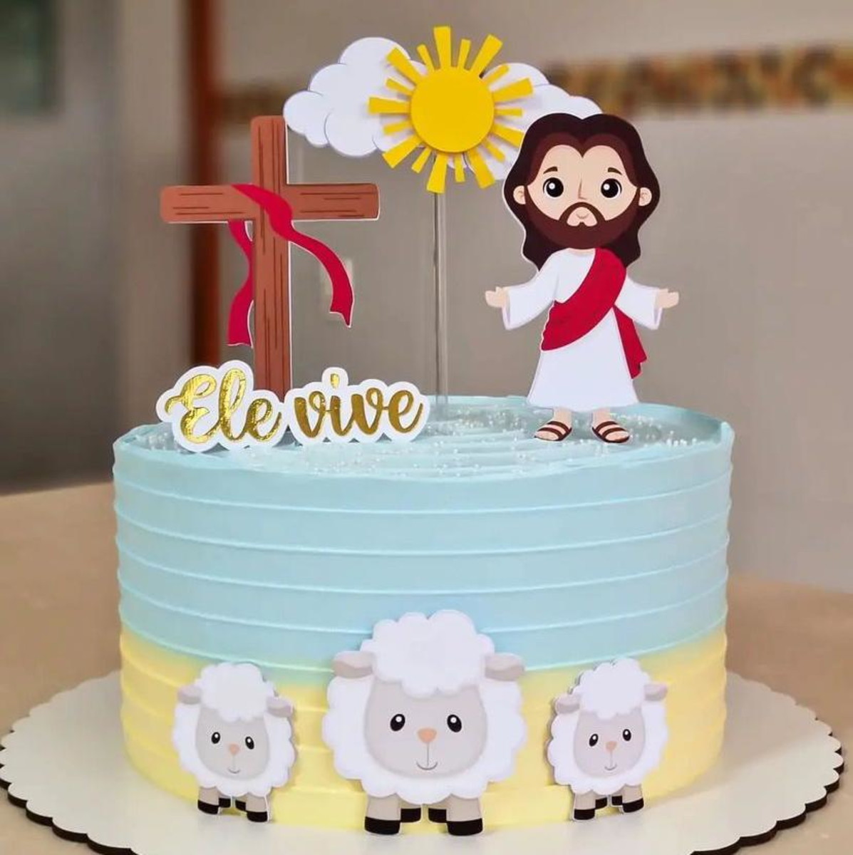 Feliz Aniversario Jesus Topo De Bolo Acrílico Cristo Feliz