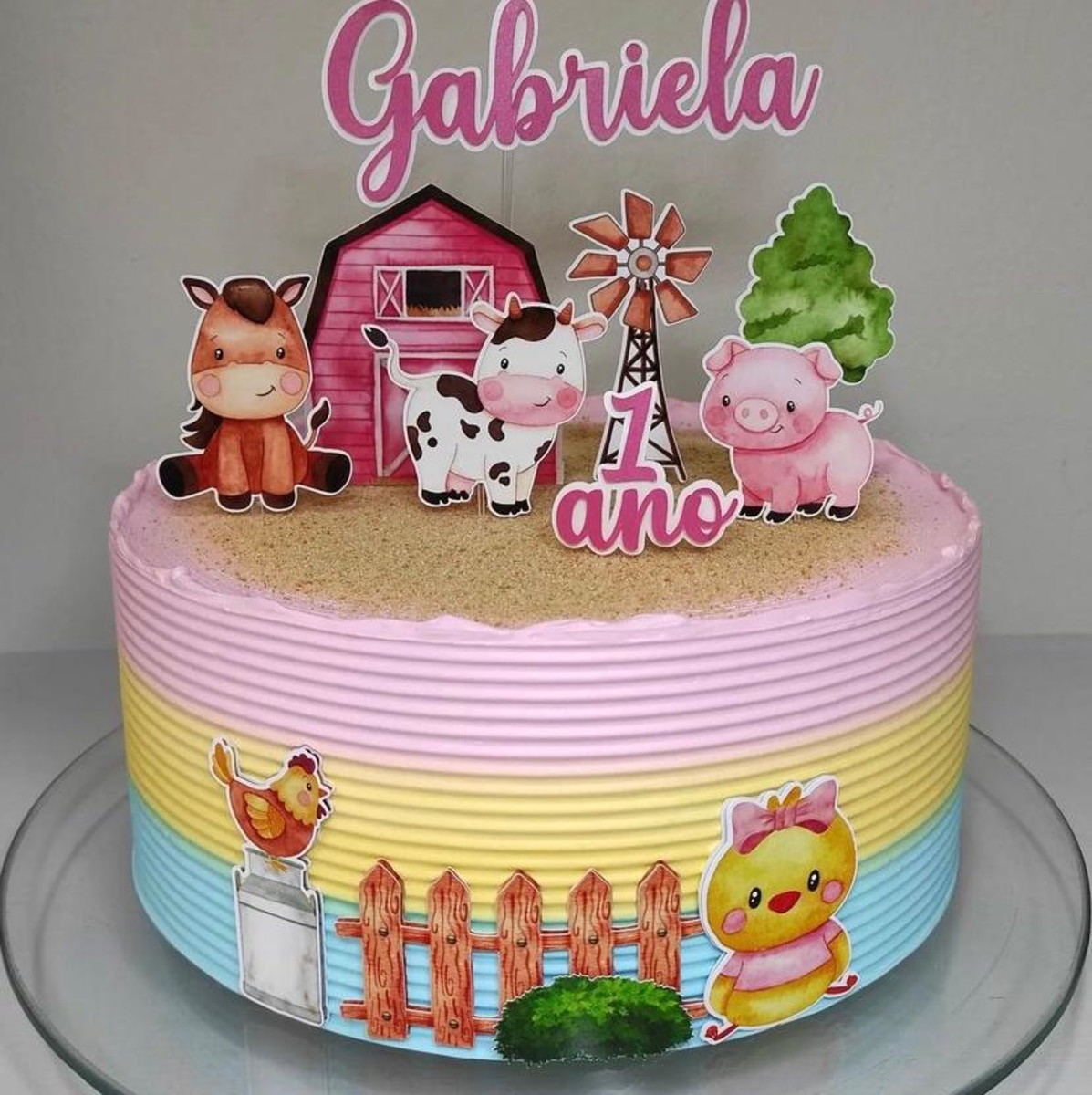 Arquivo Digital Topo de Bolo Fazendinha Menina - Topo de Bolo Para Imprimir