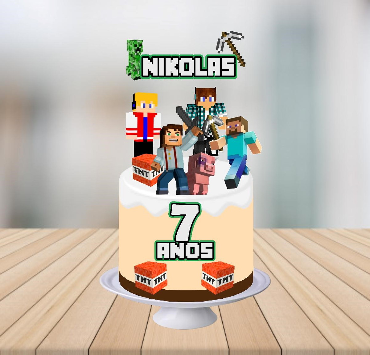 Arquivo Silhouette - Topper de Bolo Minecraft - Topo de Bolo Para Imprimir