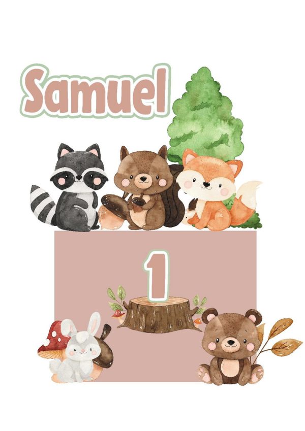 arquivo topo bosque aquarela cute - Topo de Bolo Para Imprimir