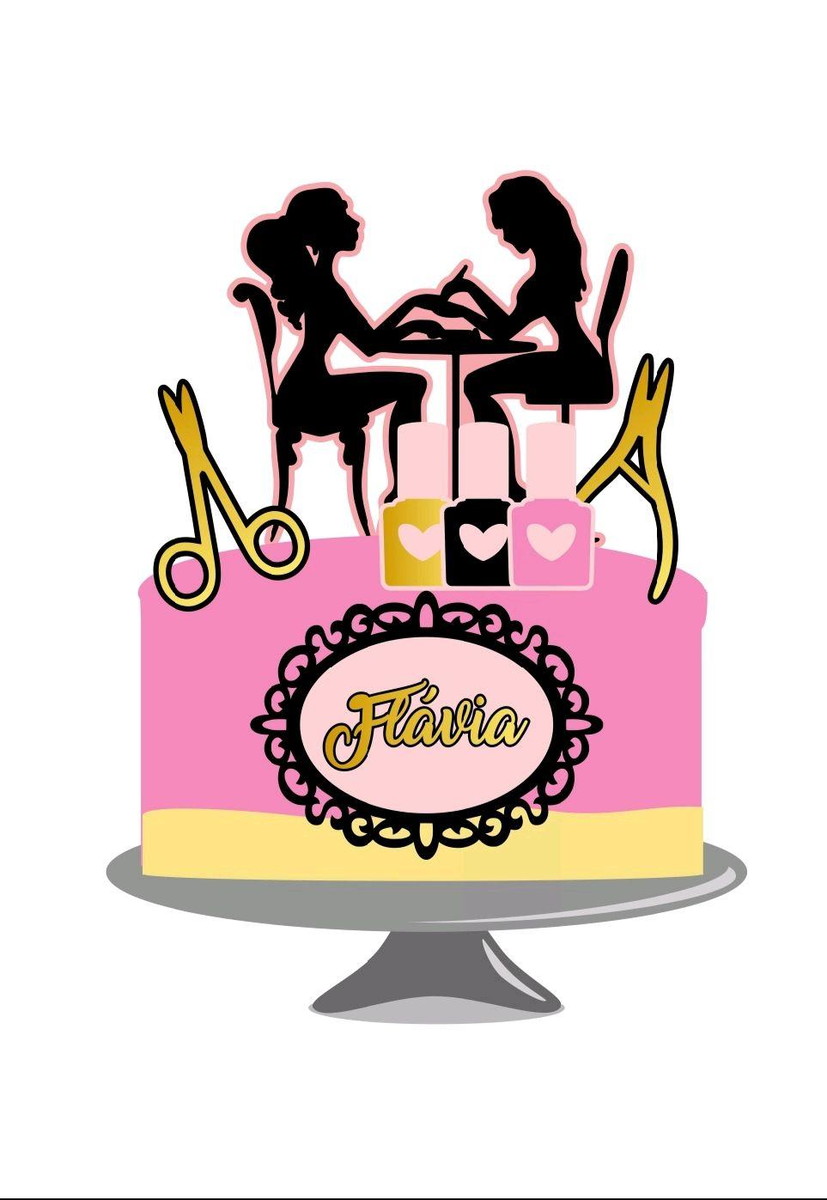 Arquivo topo de bolo manicure camadas - Topo de Bolo Para Imprimir